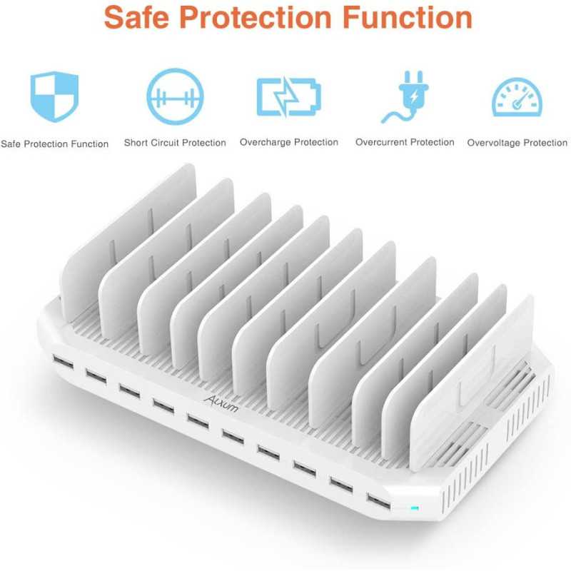Alxum Charging Station: Power Up 10 Devices Simultaneously
