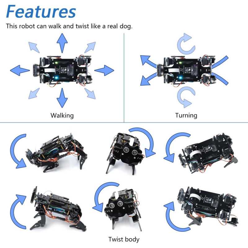 Smart Robot Dog Kit with Camera, Sensors, and Wireless Control