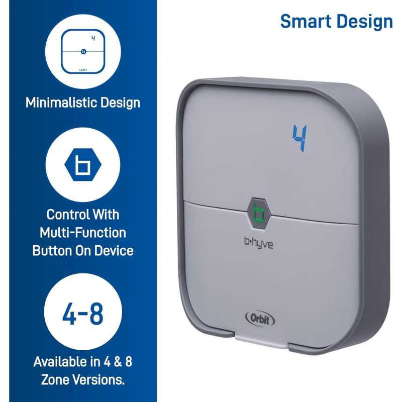 Orbit 57915 B-hyve 4-Zone Smart Sprinkler Controller - Gray
