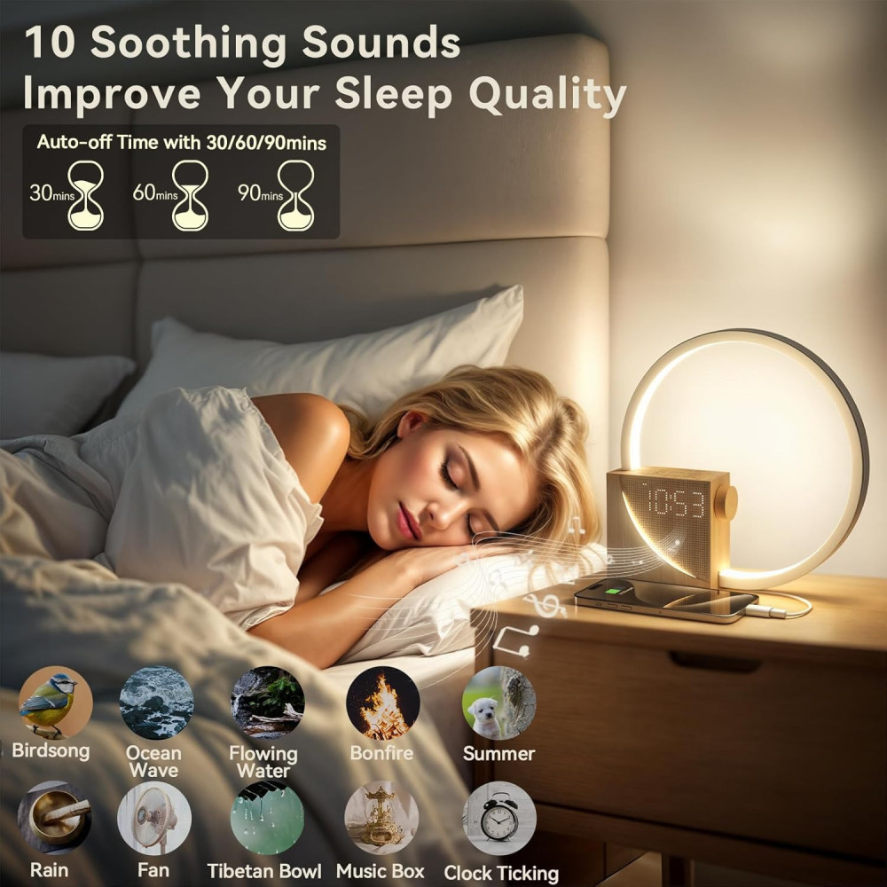 Vivilumens Sunrise Alarm Clock: Gentle Wake Light & White Noise Sounds