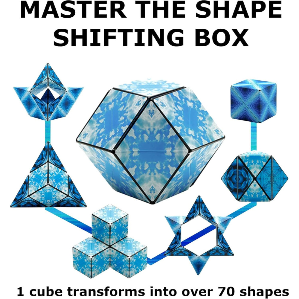 SHASHIBO Shape Shifting Box: Transforming STEM Fidget Cube - Blue Planet