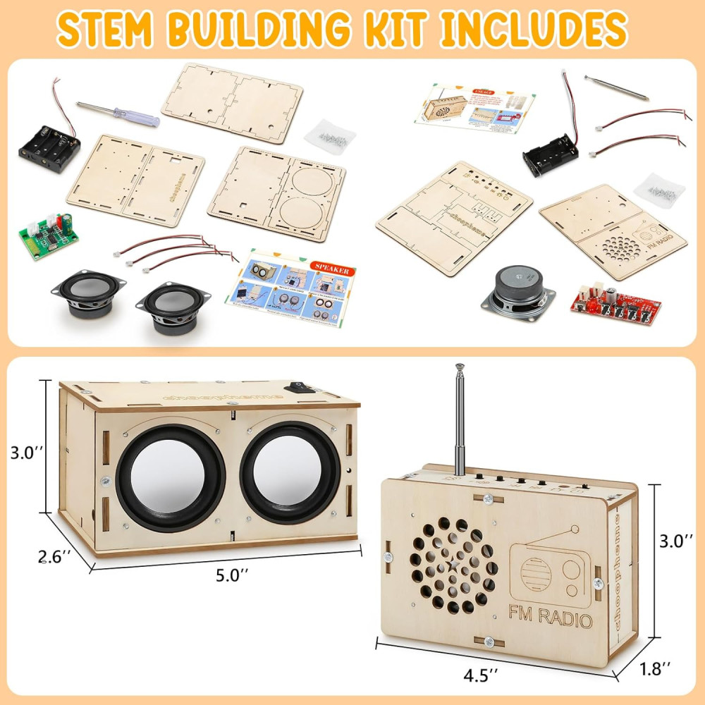 DIY STEM Electronics Kit for Boys & Girls Ages 8-14 – Bluetooth Speaker & FM Radio