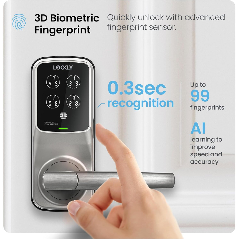 Lockly Secure Pro Wi-Fi Smart Lock: Keyless Entry & Biometric Sensor