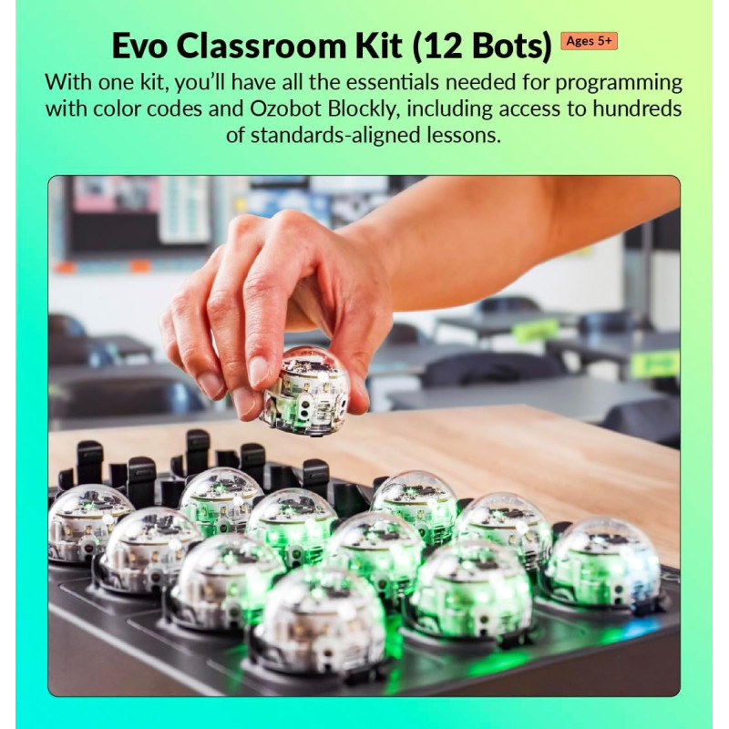 Evo Classroom Kit: 12 Interactive Coding Robots for Kids 5+ with STEAM Lessons