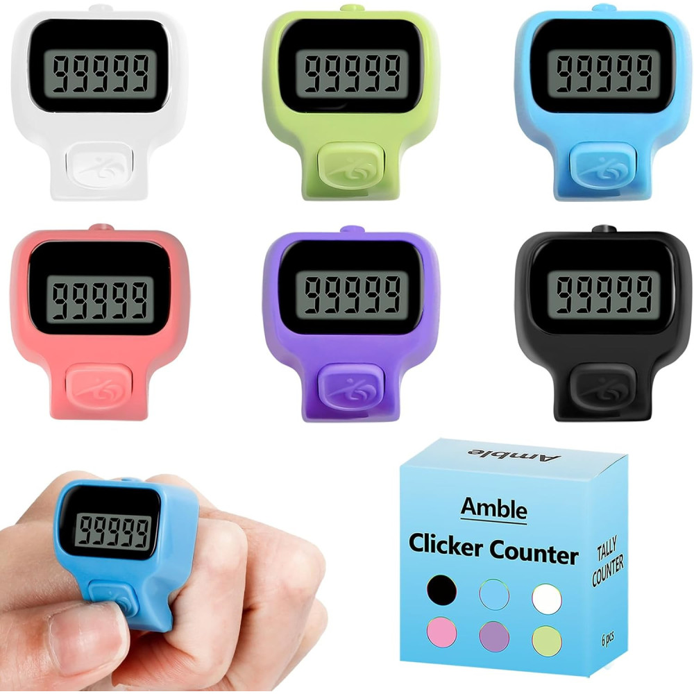 Amble Clicker Counter 6-Pack | Electronic Tally Counter for Crafts & Sports