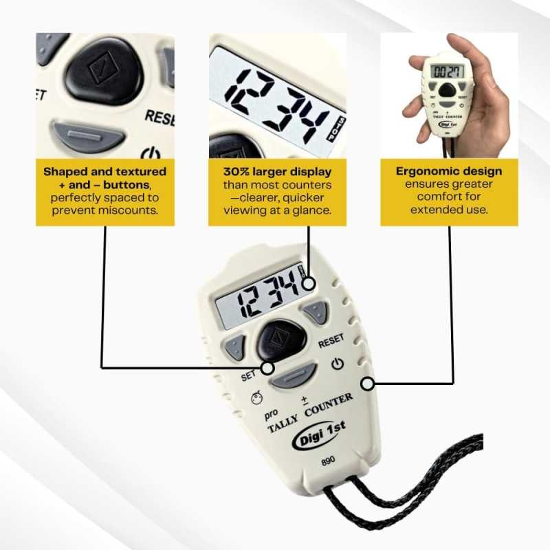 TC-890 Digital Tally Counter - Electronic Up/Down Clicker for Counting