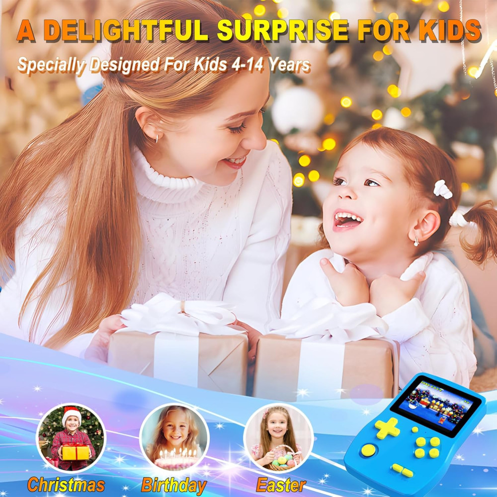 32-Bit Handheld Game Console for Kids with 139 Built-in Games - Blue