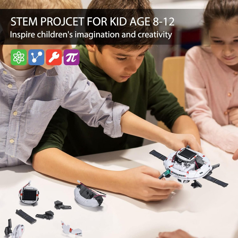 Solar Robot STEM Kit for Kids 8-12 | 6-in-1 Solar Science Toy Gift