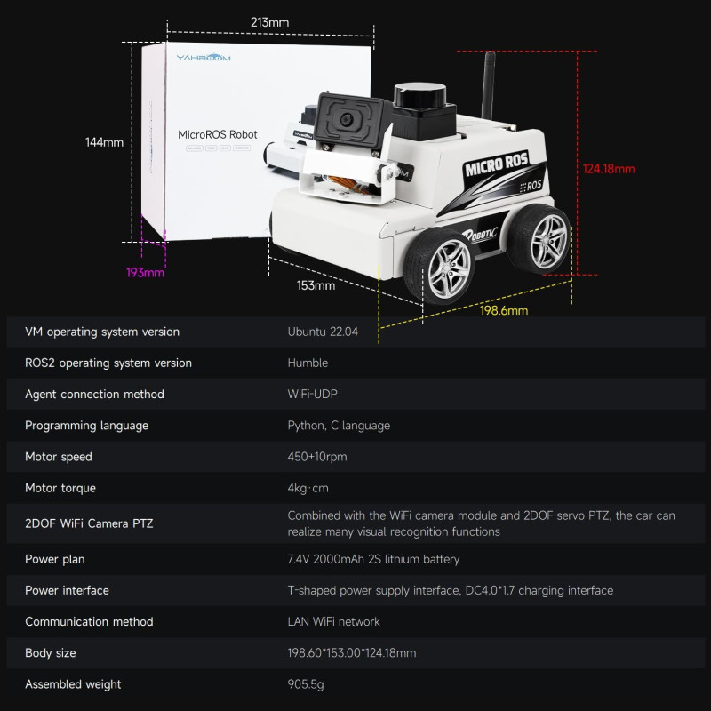 Yahboom MicroROS Robot Car AI SLAM Mapping & Navigation with ESP32 AI